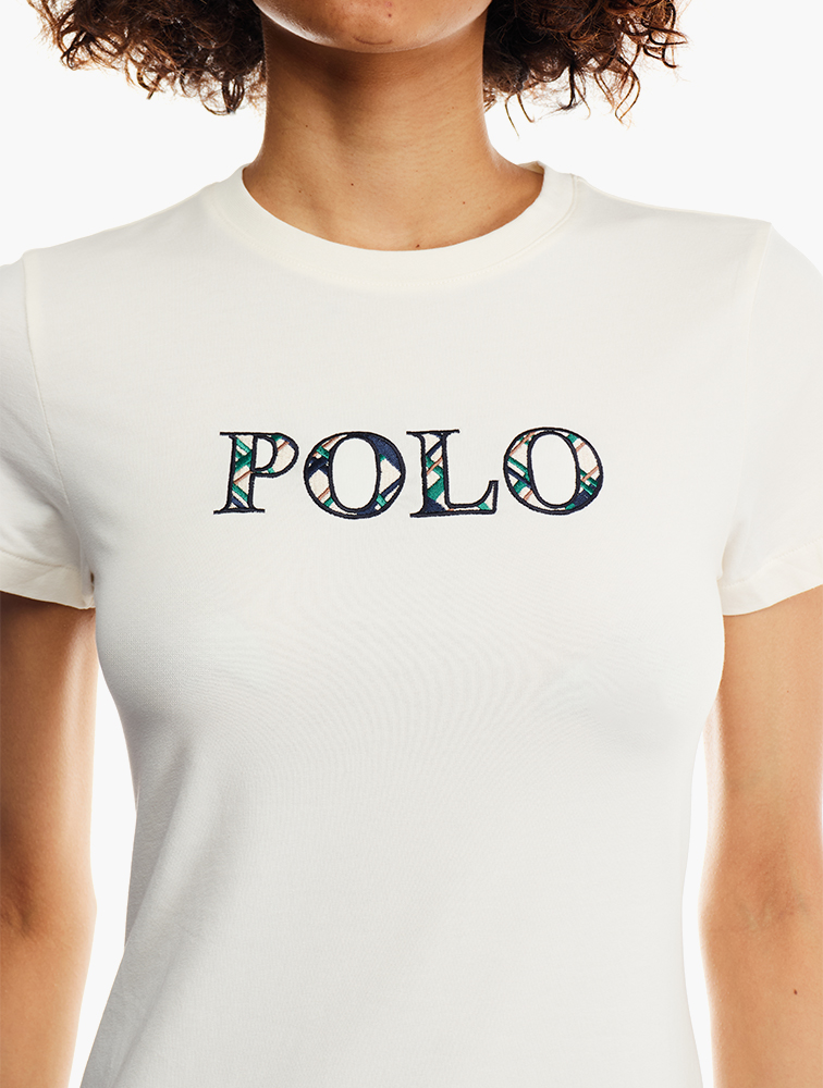 MyRunway | Shop Polo Ecru Mila Short Sleeve Logo T-Shirt for Women from MyRunway.co.za